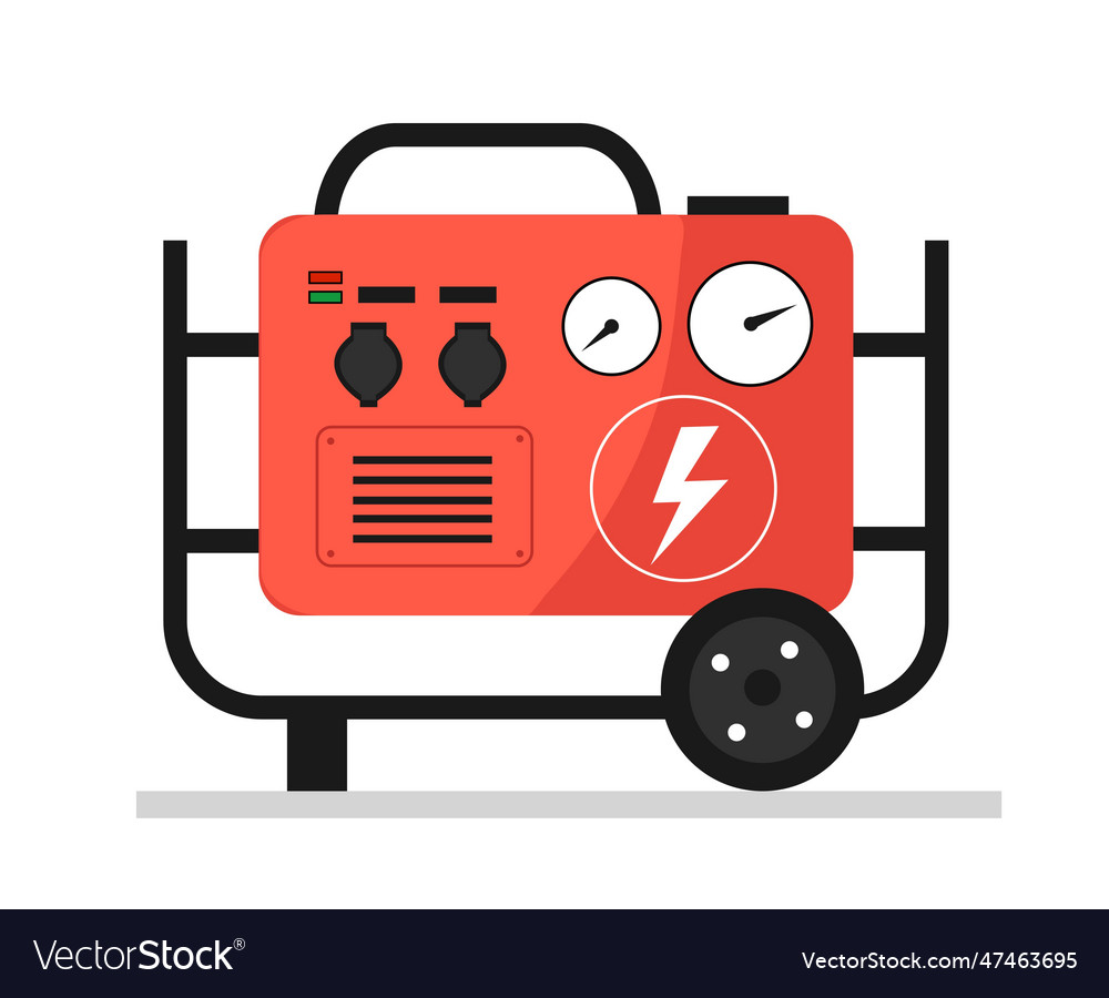 Red electric generator front view concept Vector Image