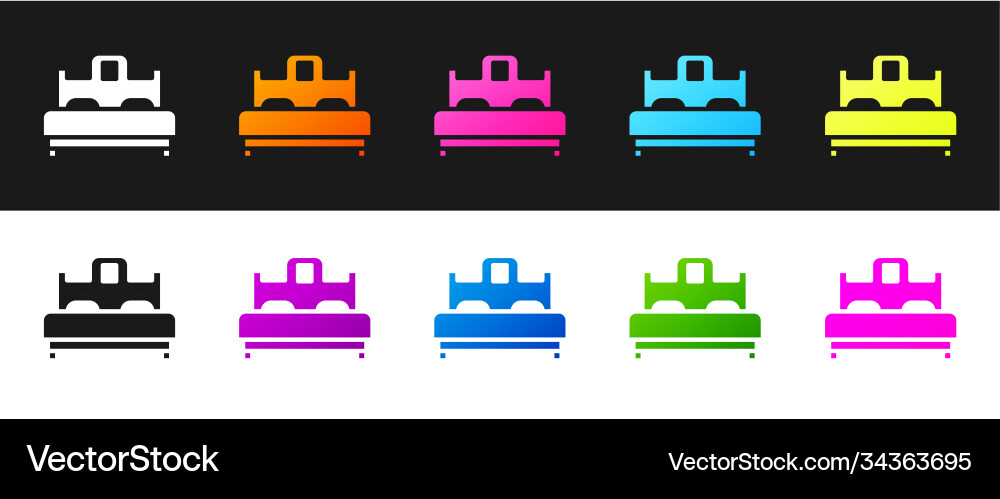 Set bedroom icon isolated on black and white Vector Image