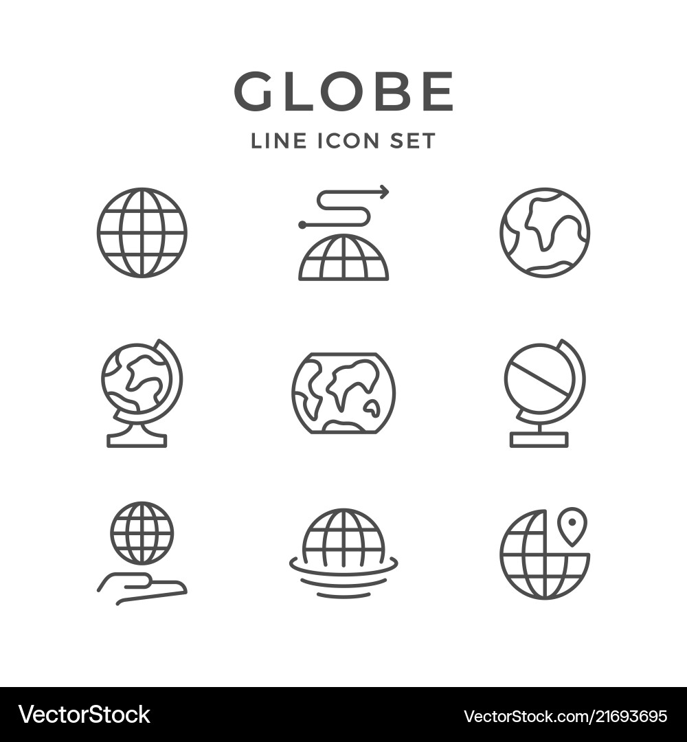 Set line icons of globe Royalty Free Vector Image