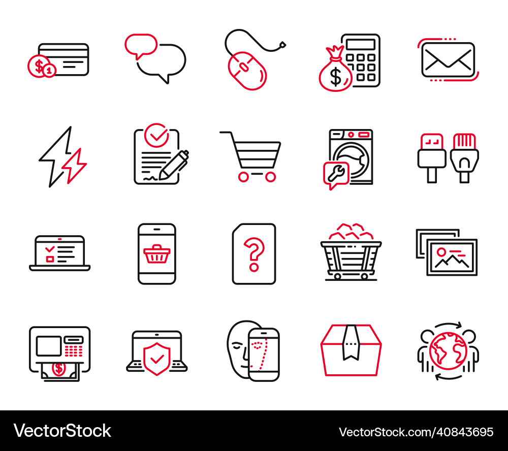 Set of technology icons related to computer Vector Image