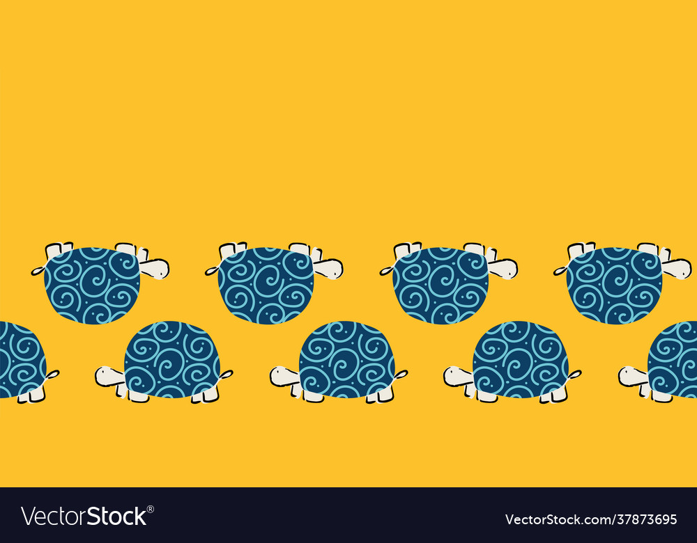 Turtle swirl frame border seamless pattern Vector Image