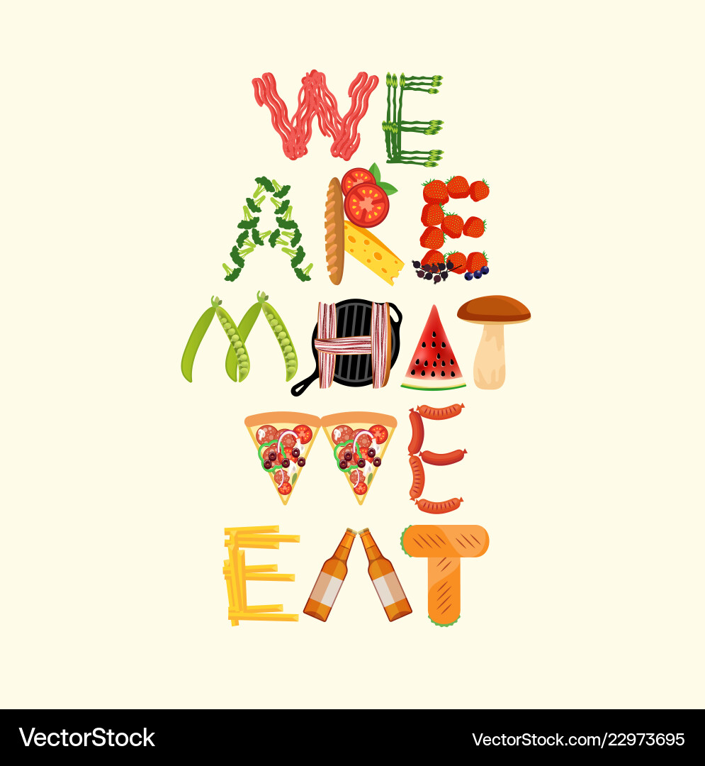 Typography kitchen poster we are what eat Vector Image