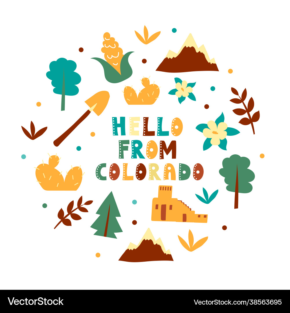 Usa collection hello from colorado theme state Vector Image