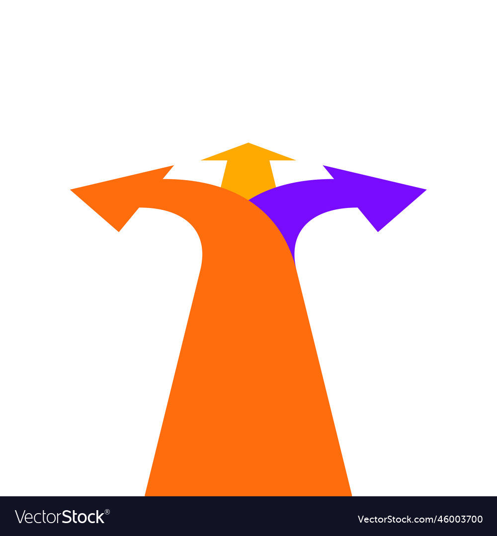 3 way decision opportunity option arrow three Vector Image
