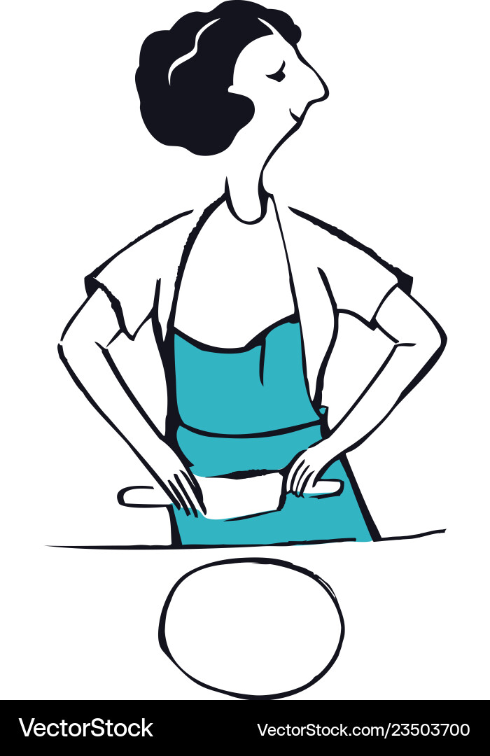 A woman rolling dough with pin Royalty Free Vector Image