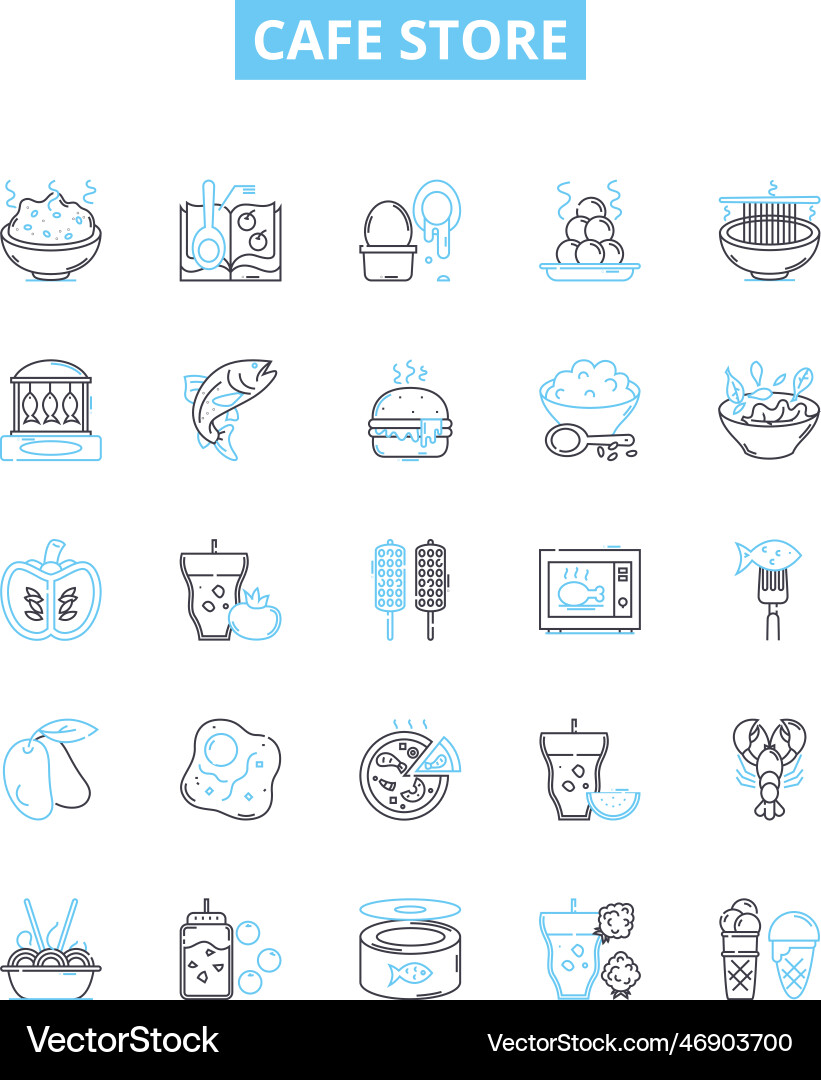 Cafe store line icons set store Royalty Free Vector Image