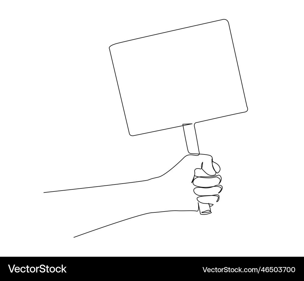 Continuous one line drawing of hand holding empty Vector Image