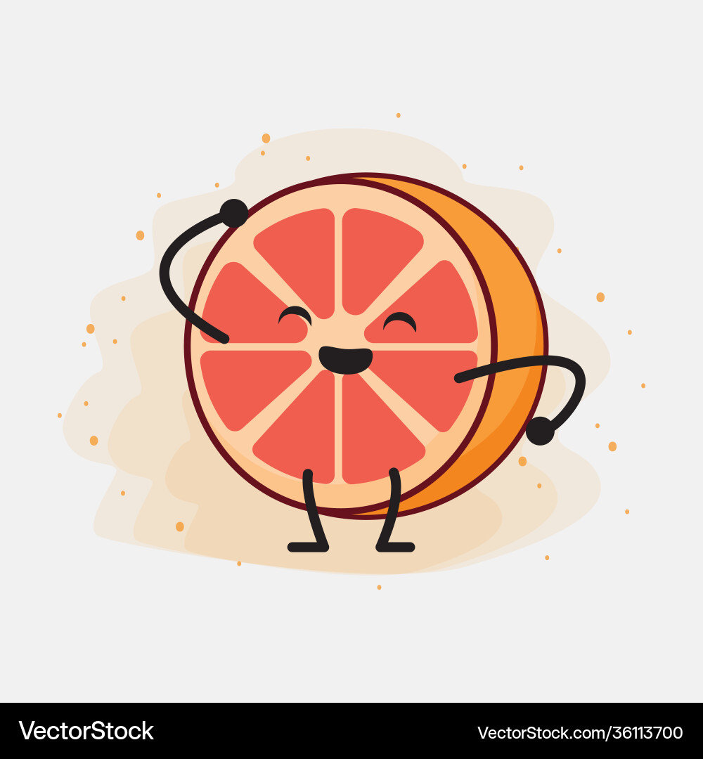 Cute orange grapefruit mascot character Royalty Free Vector