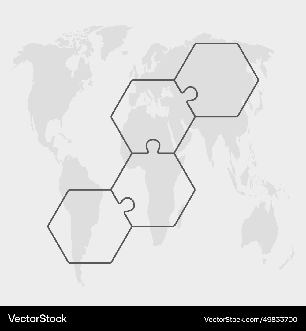 Diagram infographic for 4 steps hexagon puzzle Vector Image