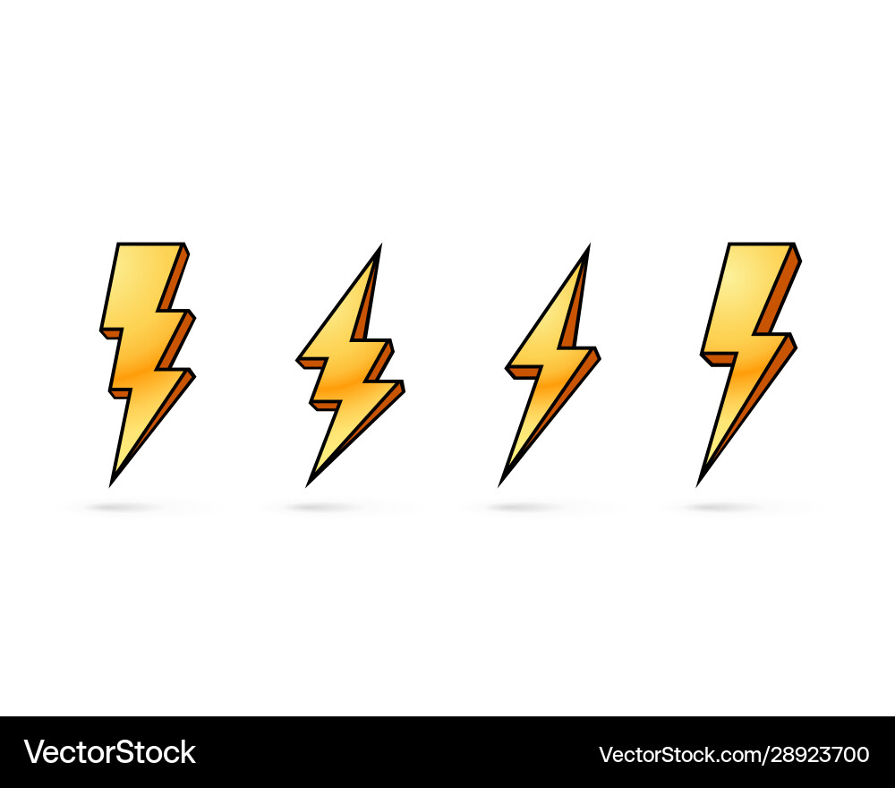 Electric lightning set icons on a white Royalty Free Vector