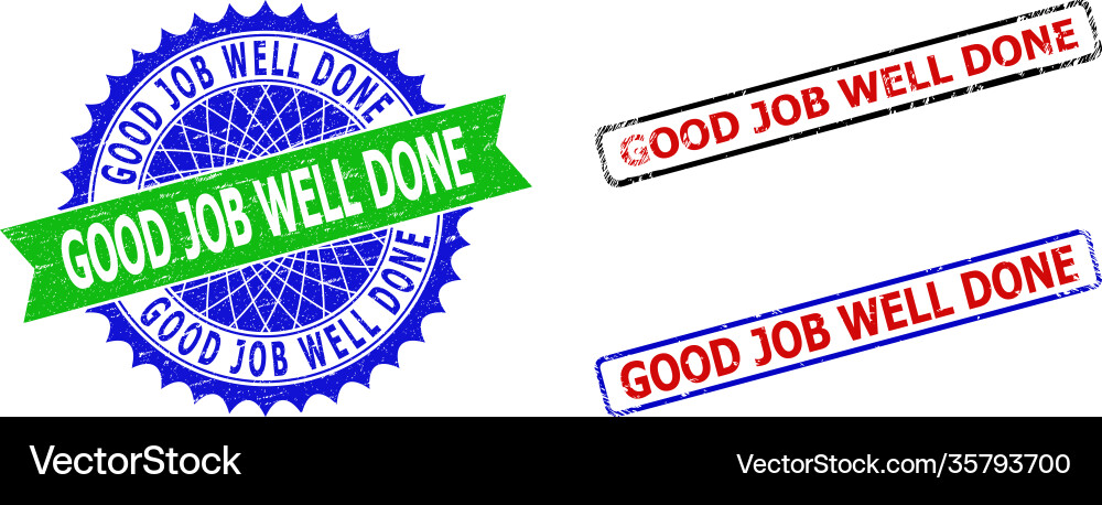 Good job well done rosette and rectangle bicolor Vector Image