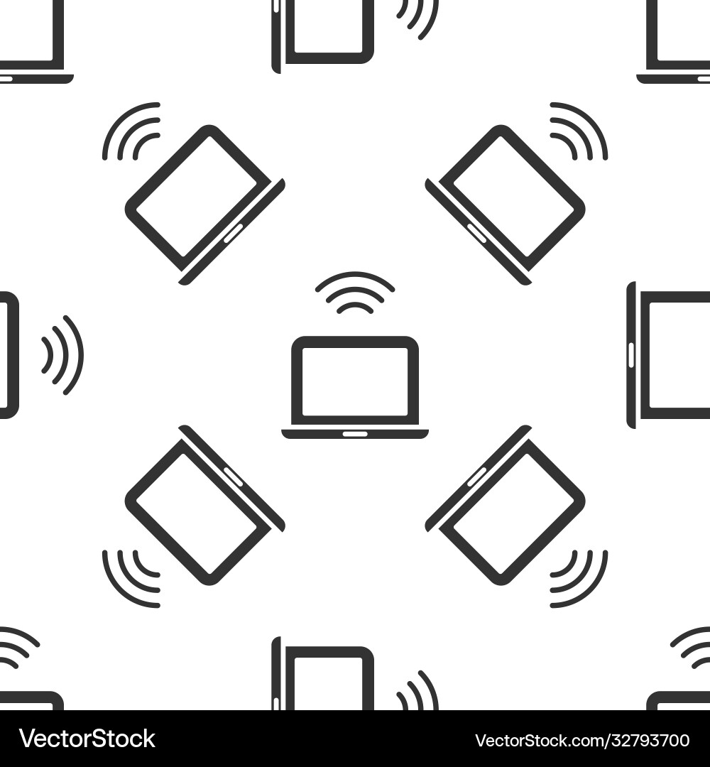 Grey wireless laptop icon isolated seamless Vector Image