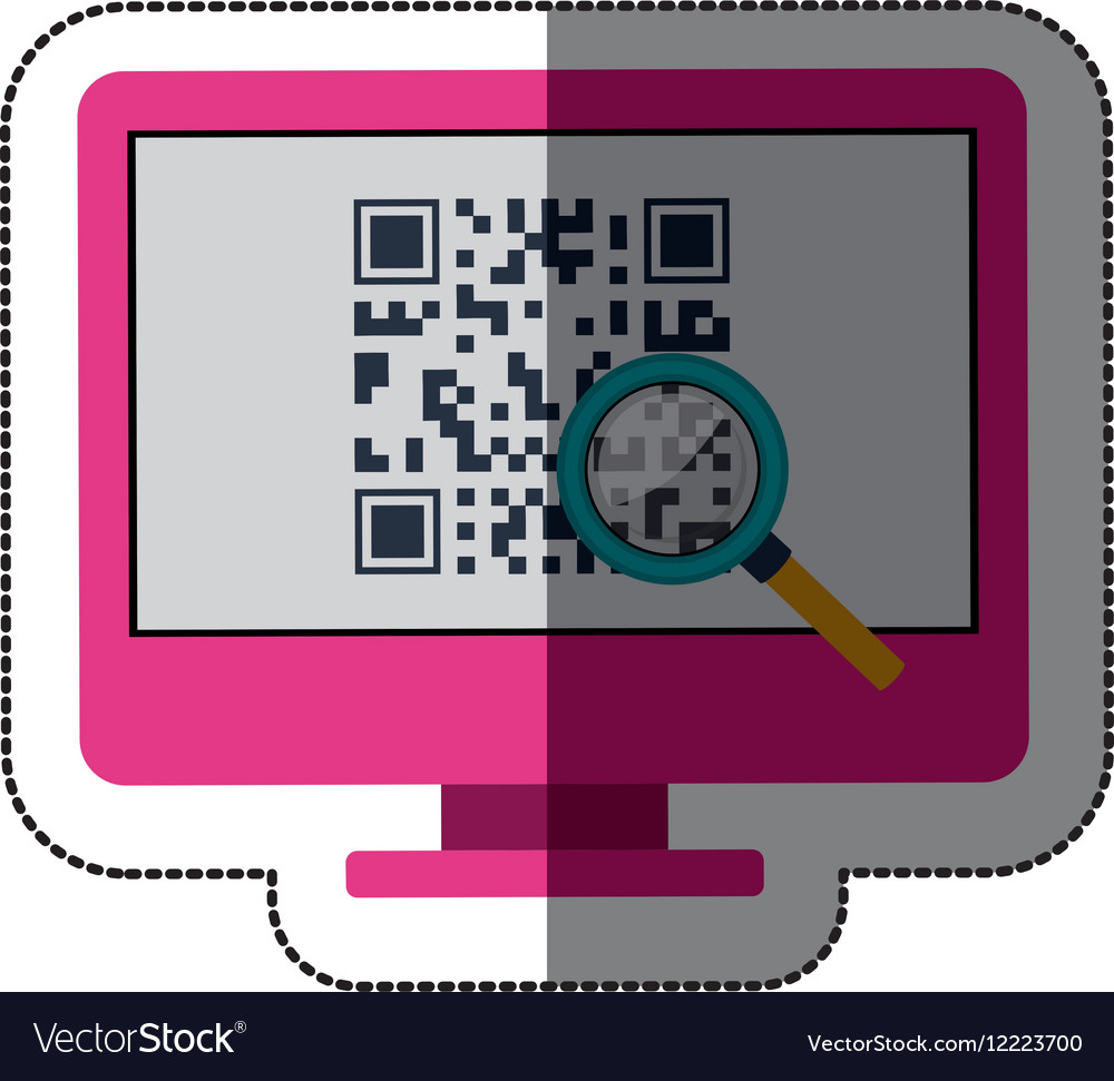Isolated qr code and computer design Royalty Free Vector