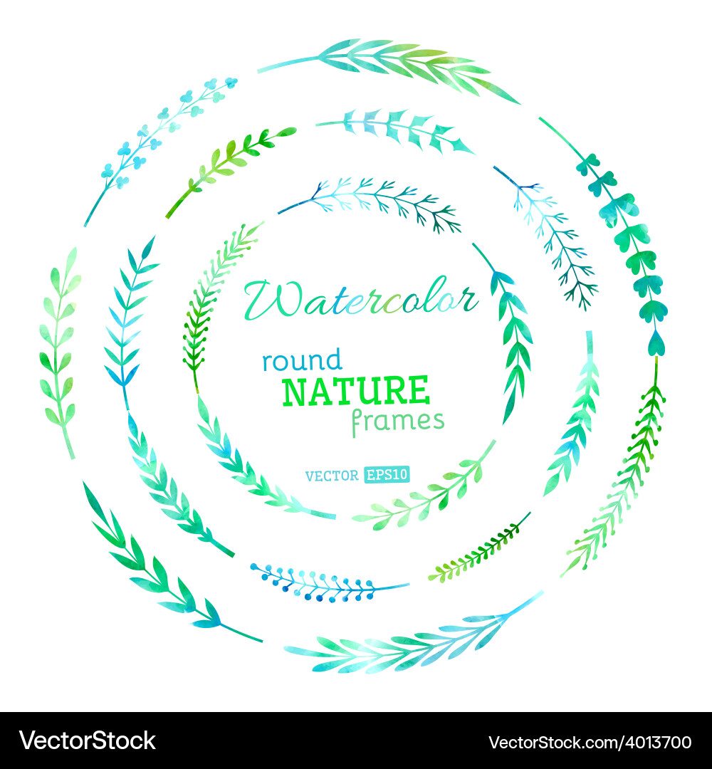 Set of watercolour nature frames Royalty Free Vector Image