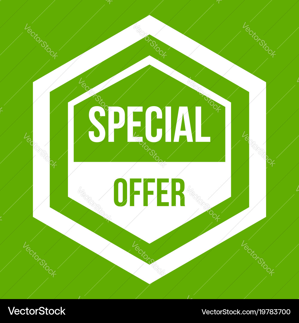 Special offer pentagon icon green Royalty Free Vector Image