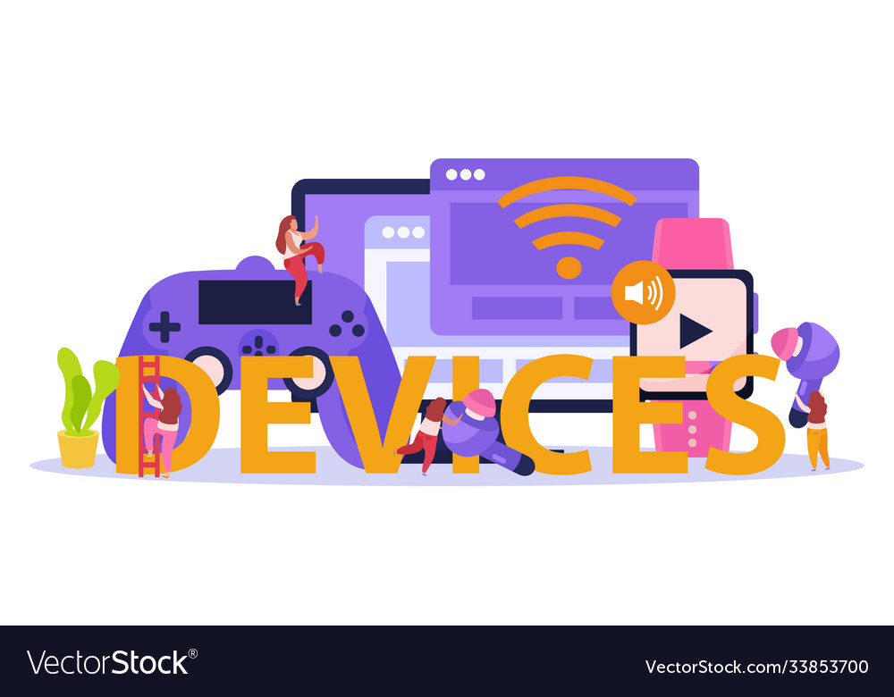 Wireless devices flat composition Royalty Free Vector Image