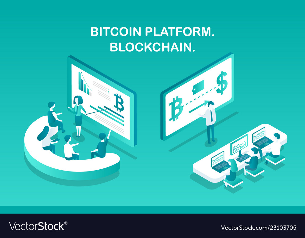Bitcoin platform blockchain Royalty Free Vector Image