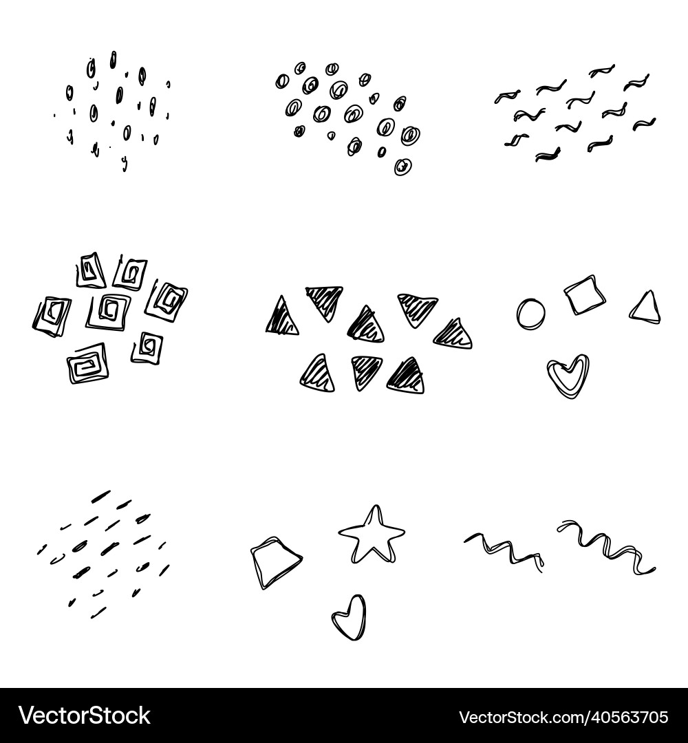 Black and white color abstract shape set on white Vector Image