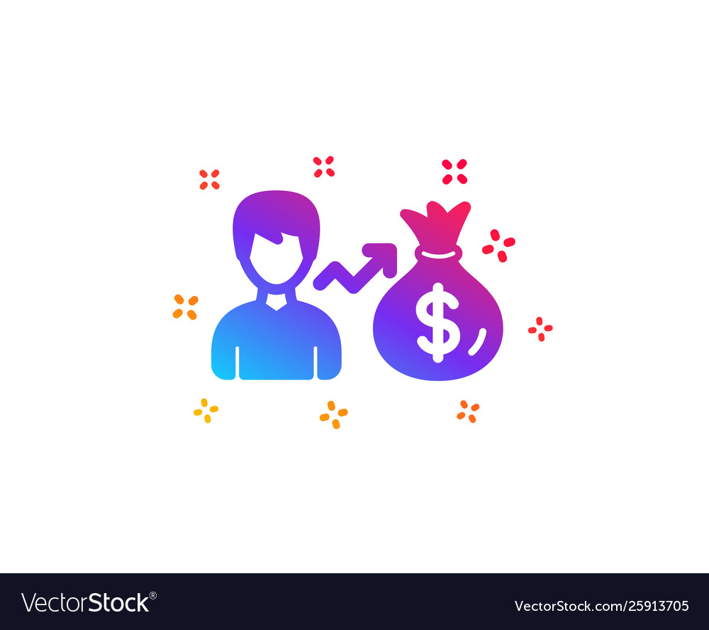 Businessman Earnings Icon Dollar Money Bag Vector Image