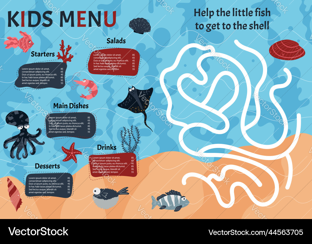 Cute colorful template for children menu Vector Image
