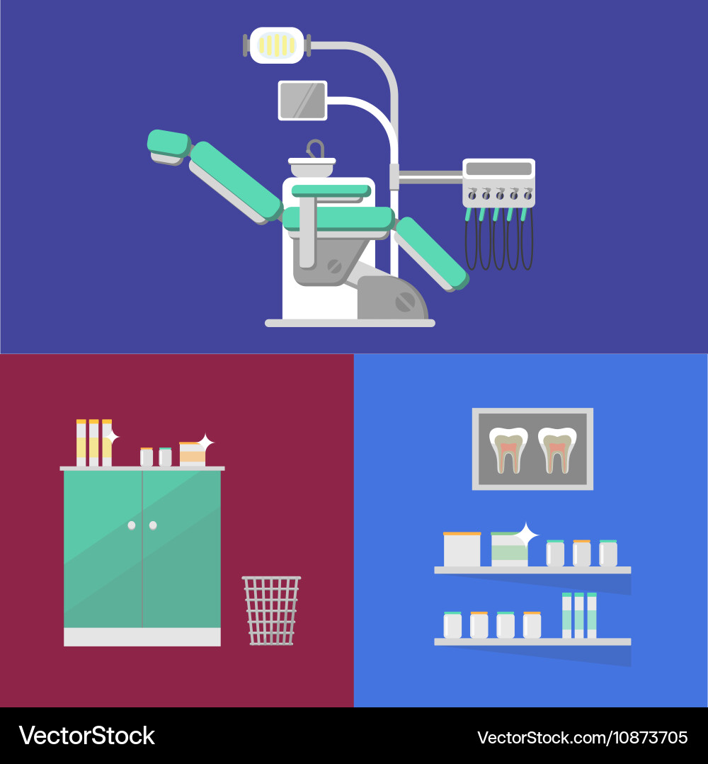 Dental office banner with equipment Royalty Free Vector