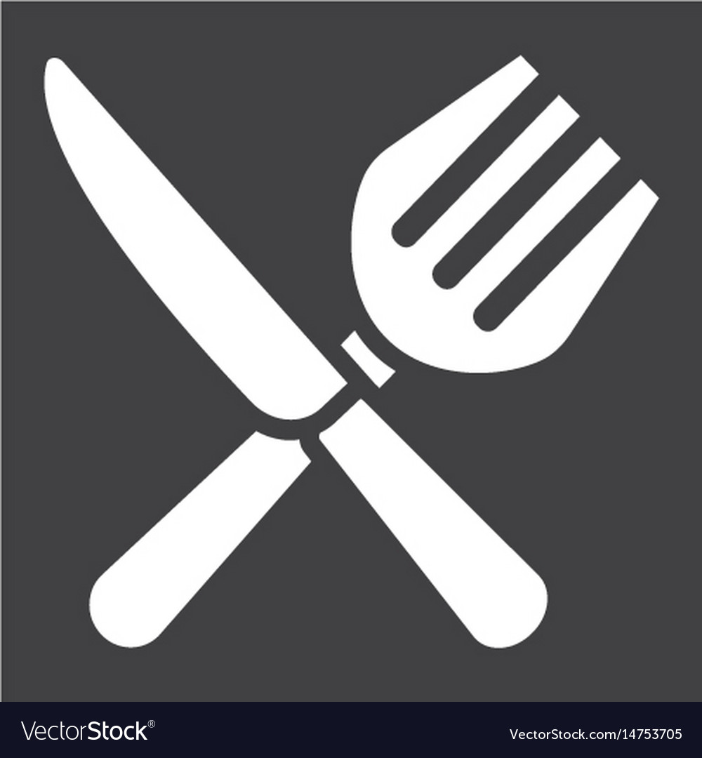 Fork and knife solid icon dinner restaurant Vector Image