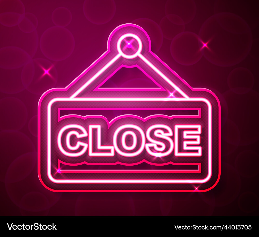 Glowing neon line hanging sign with text closed Vector Image