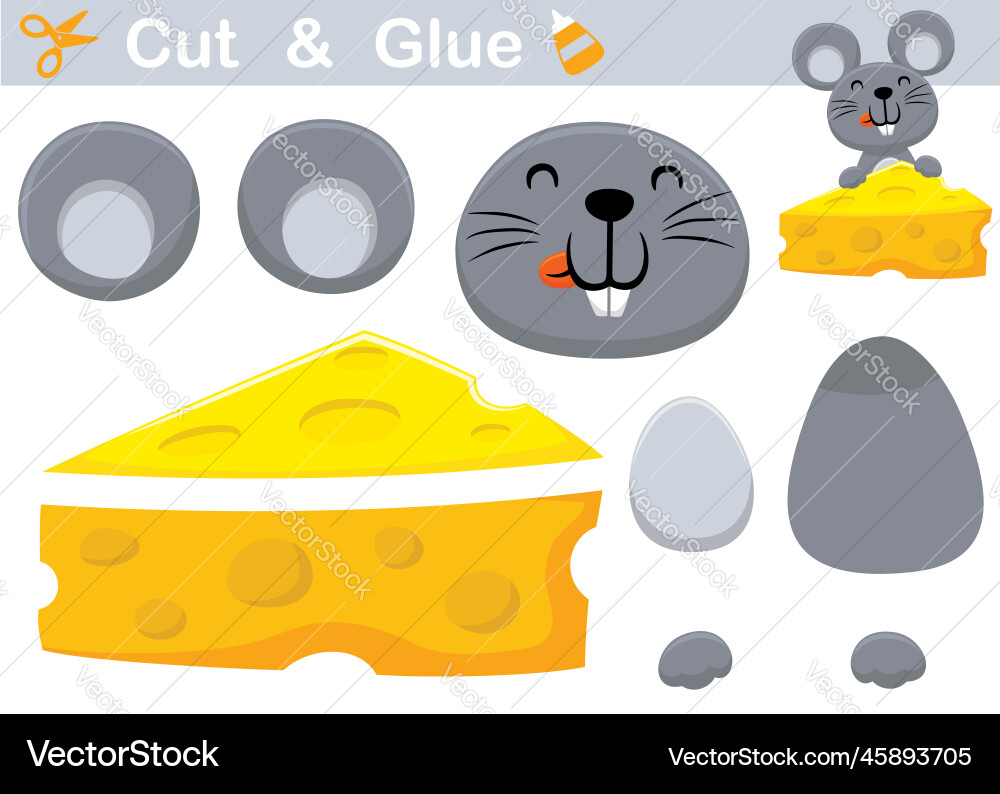 Happy mouse cartoon with big cheese Royalty Free Vector