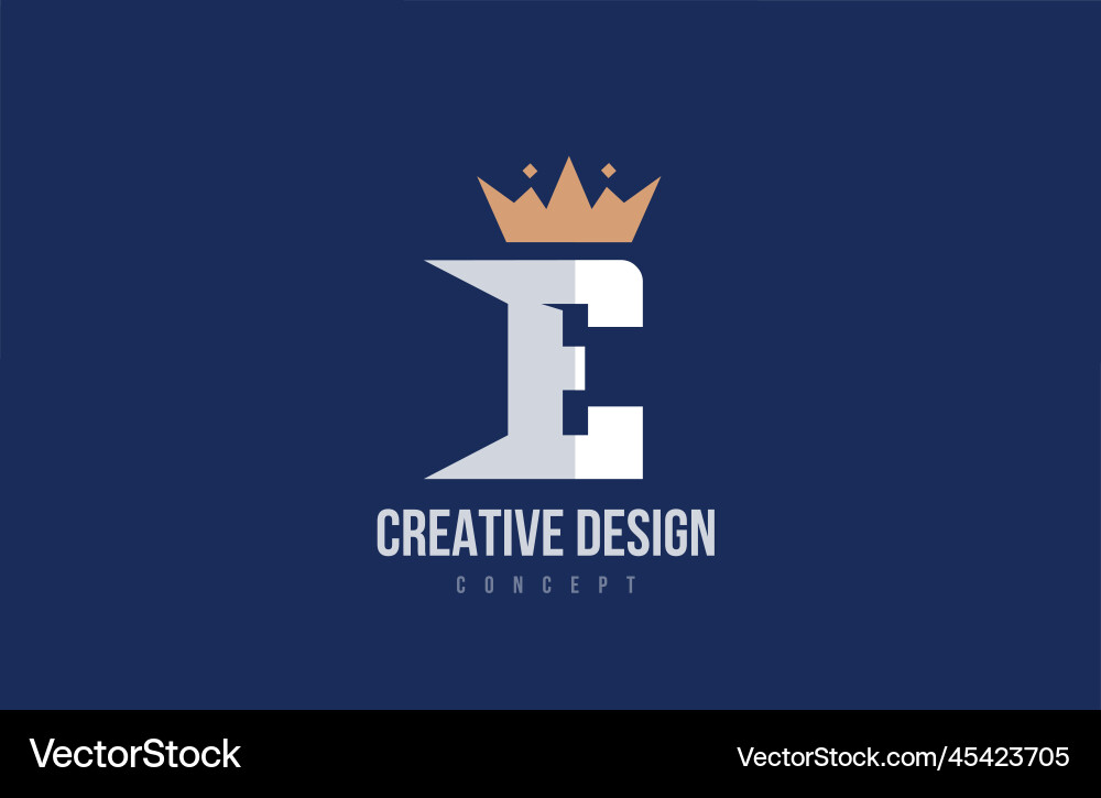 King crown e alphabet letter logo icon design Vector Image