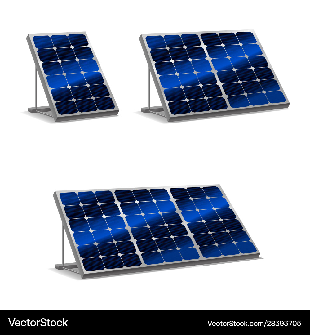 Realistic detailed 3d solar panels with shadow set