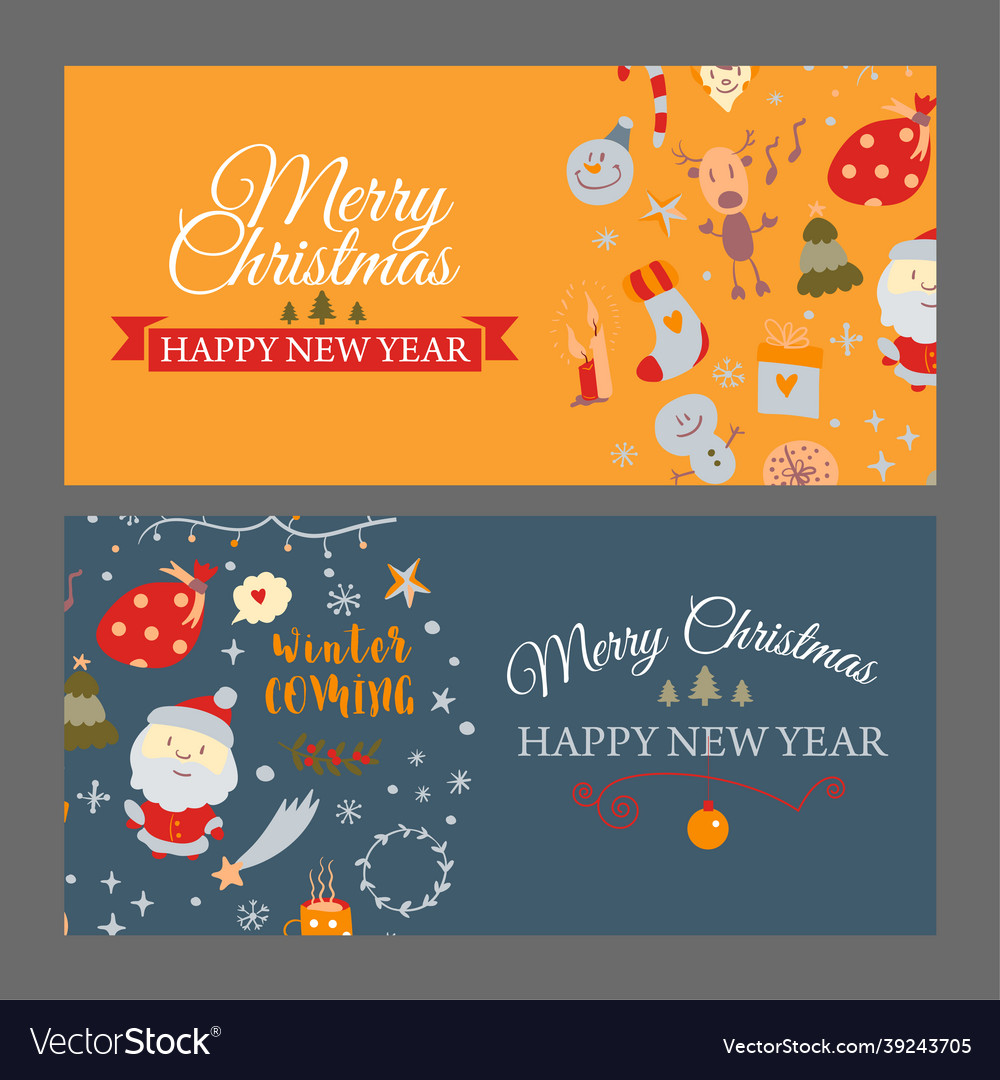 Set of web banners with christmas design elements Vector Image