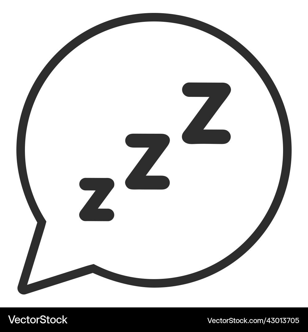 Speech bubble sleeping stroke Royalty Free Vector Image