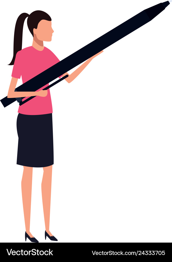 Woman with pencil Royalty Free Vector Image - VectorStock