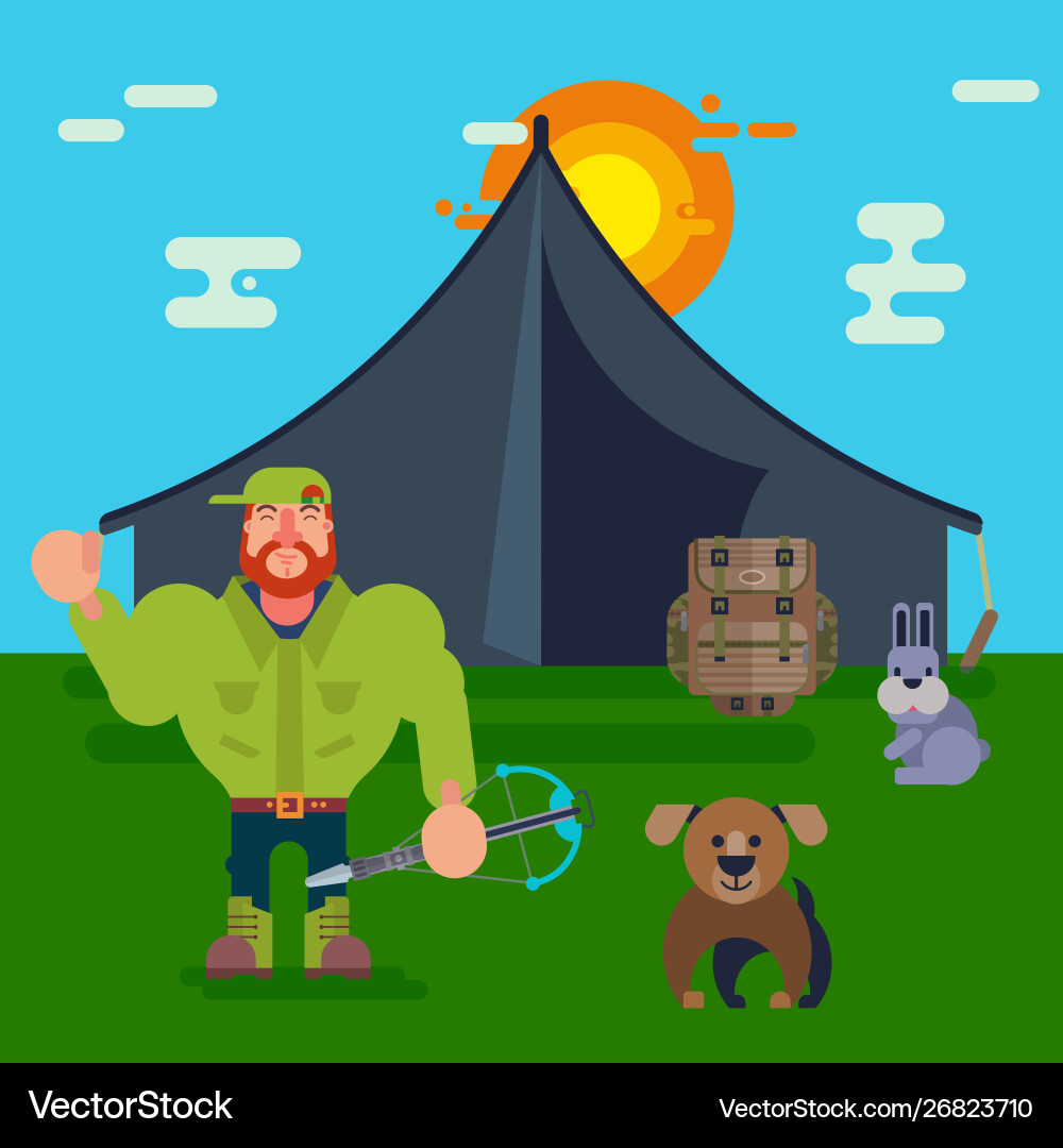 Cartoon hunters hunter Royalty Free Vector Image