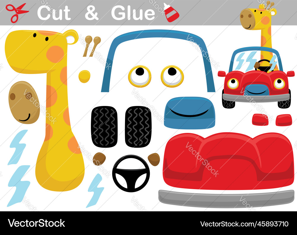 Cute giraffe cartoon driving car Royalty Free Vector Image