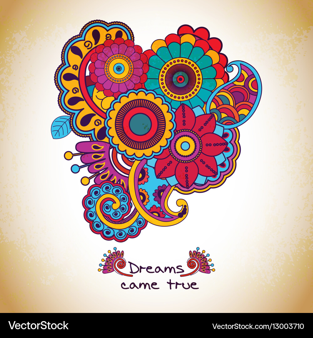 Floral pattern in doodle style with flowers Vector Image