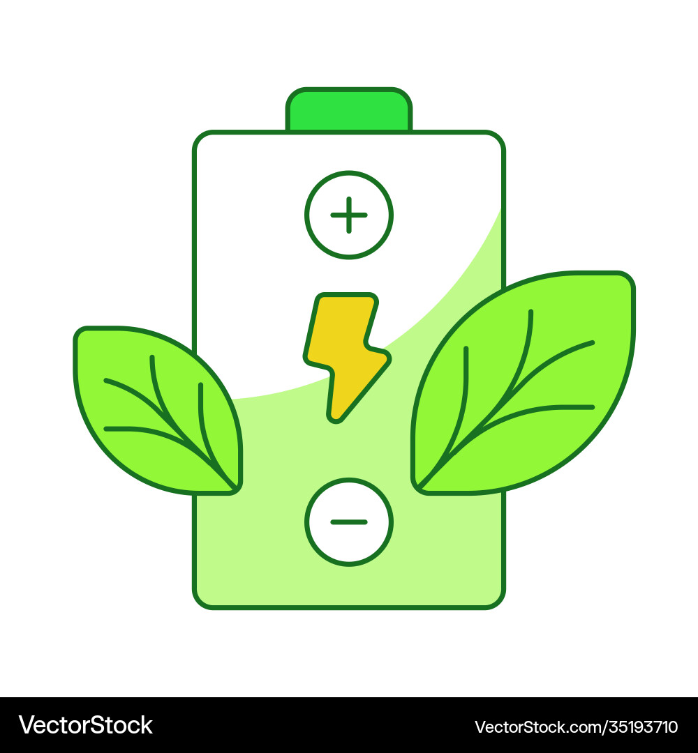 Green battery concept battery recharging leaf Vector Image