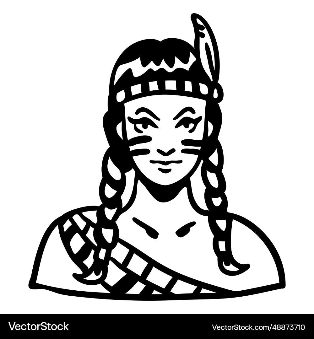 Hand drawn indigenous woman stroke Royalty Free Vector Image