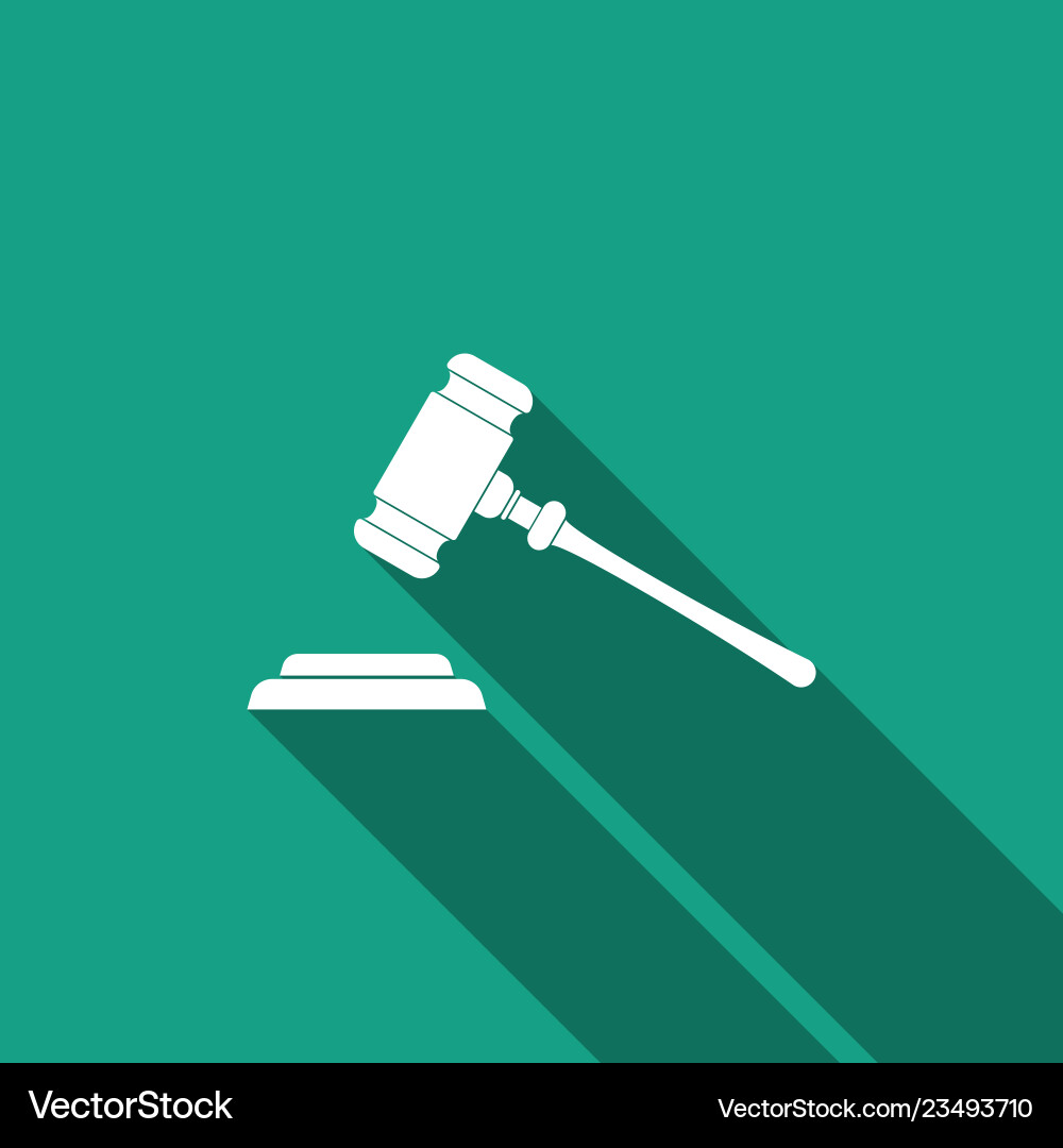 Judge gavel icon isolated with long shadow Vector Image