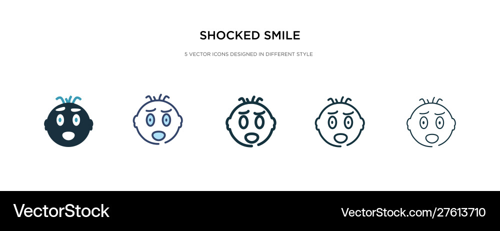 Shocked smile icon in different style two Vector Image