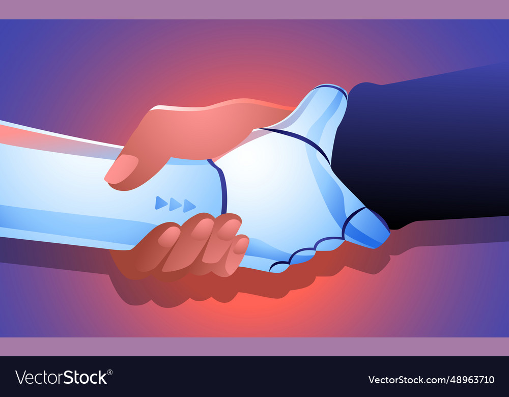 Strong connection between a human and robot Vector Image Strong connection between a human and robot Vector Image