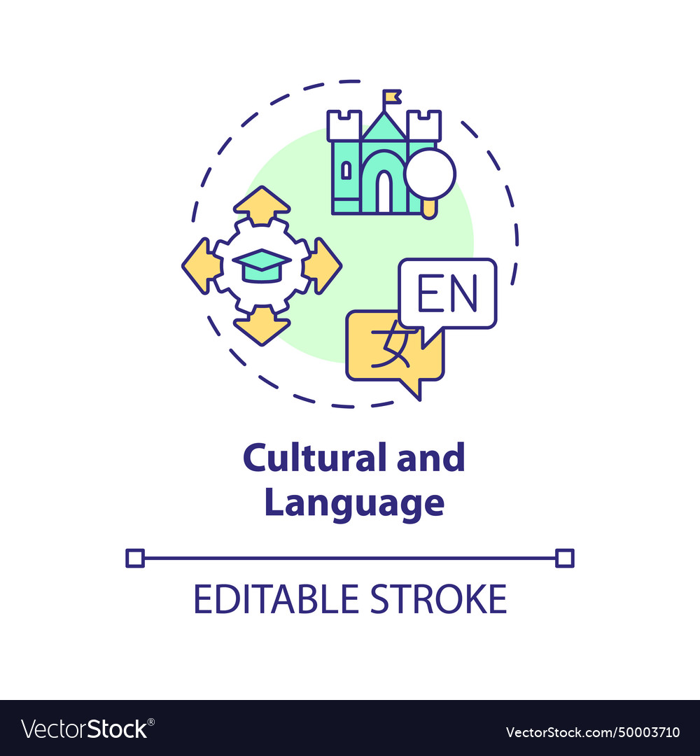 Thin line simple colorful cultural and language Vector Image Thin line simple colorful cultural and language Vector Image
