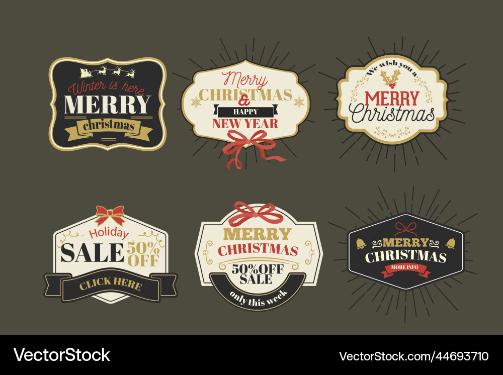 Vintage christmas label collection design Vector Image
