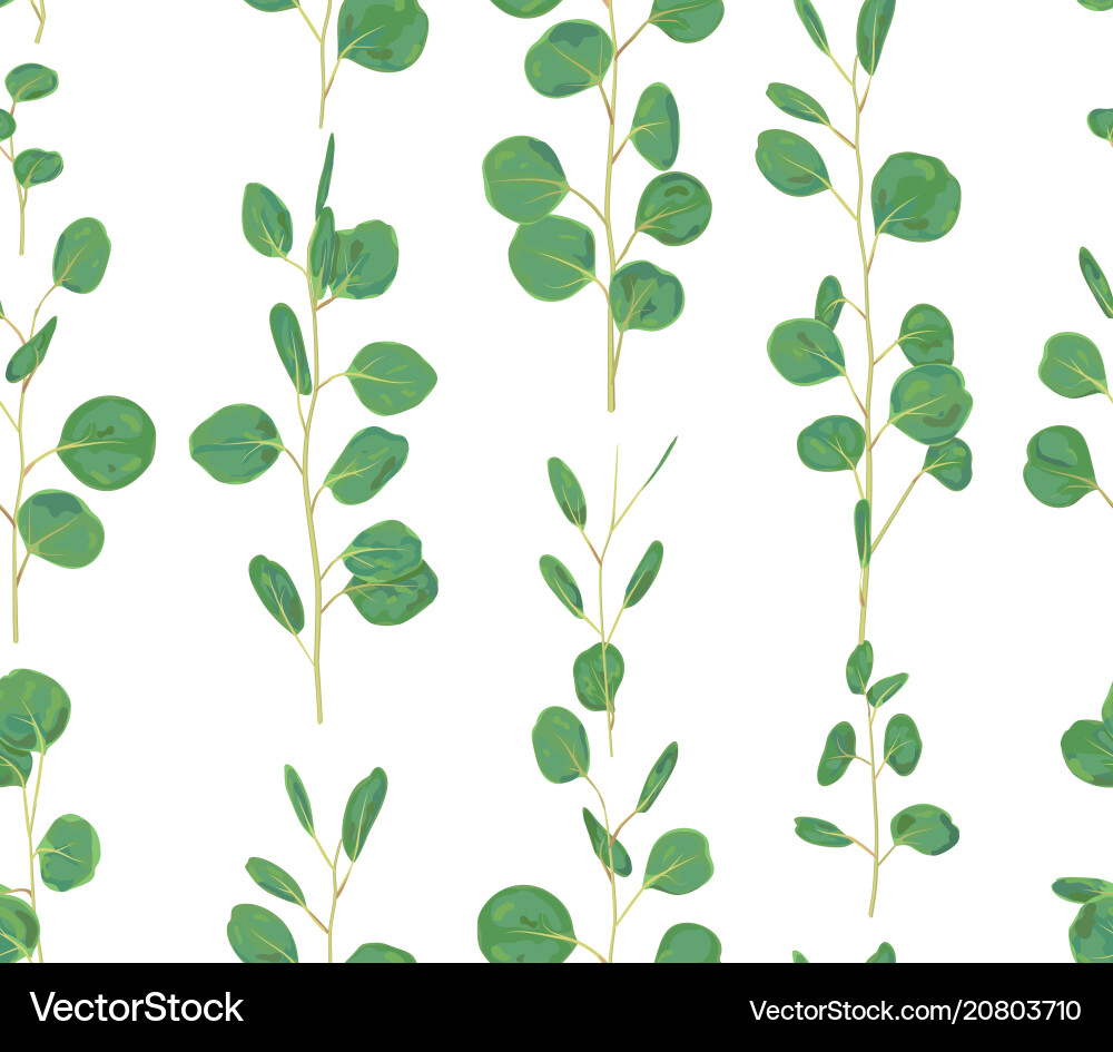 Watercolor green floral seamless pattern with Vector Image