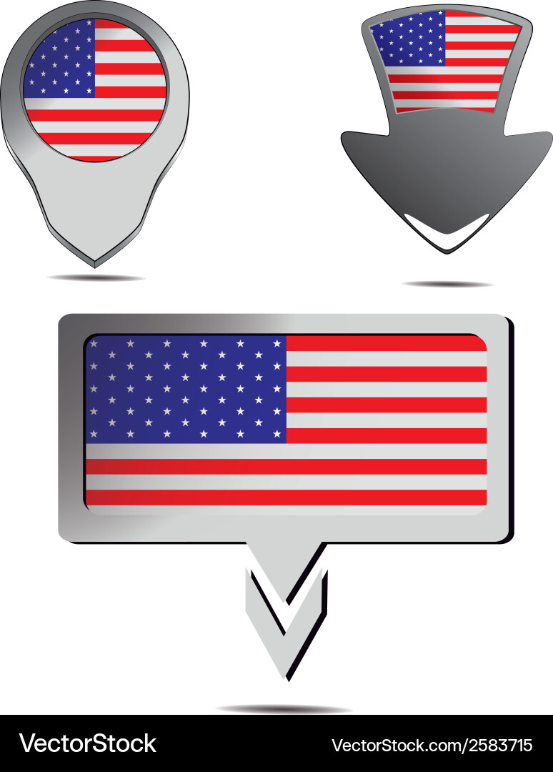 A set pins with american flag Royalty Free Vector Image