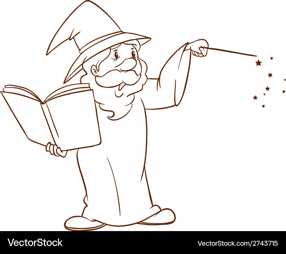 A simple sketch of a wizard Royalty Free Vector Image