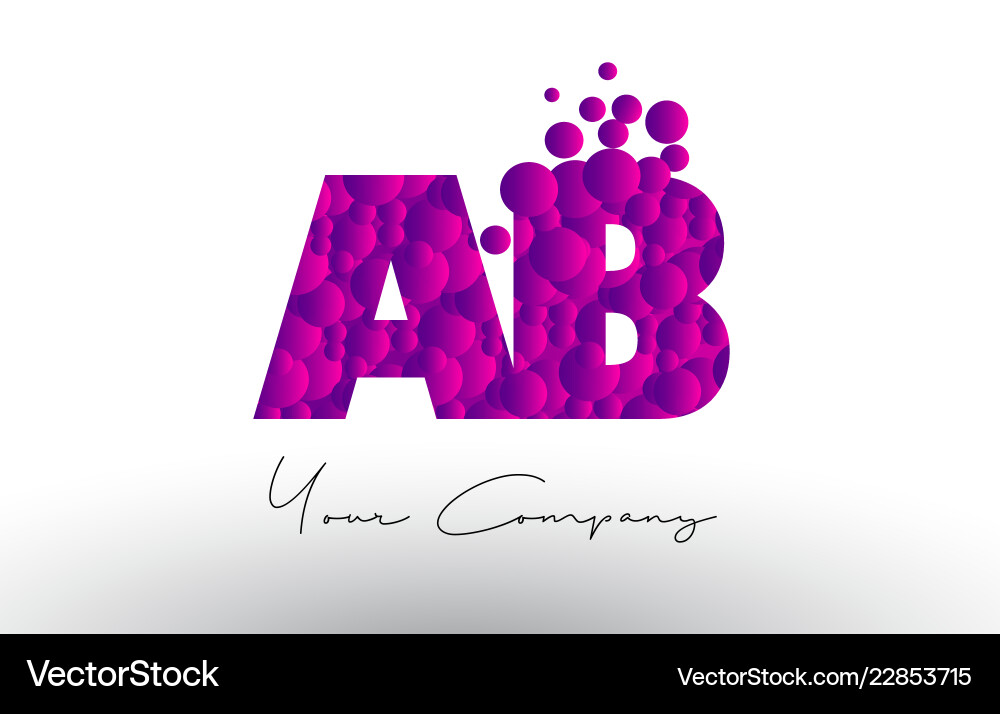 Ab a b dots letter logo with purple bubbles Vector Image