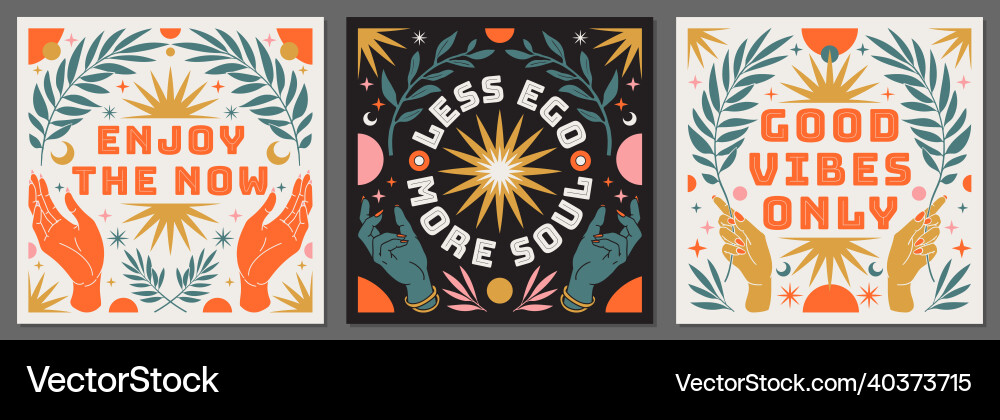 Boho mystical posters with inspirational quotes Vector Image