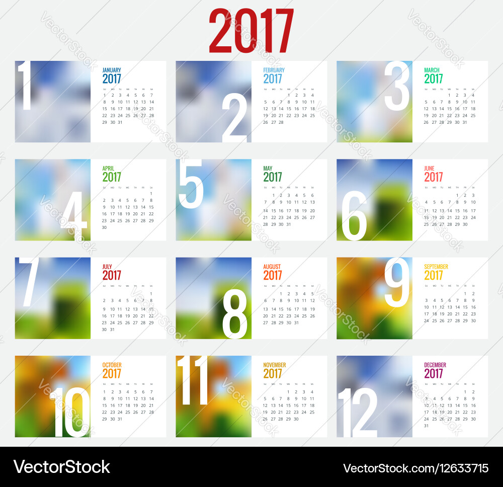 Calendar 2017 design stationery template Vector Image