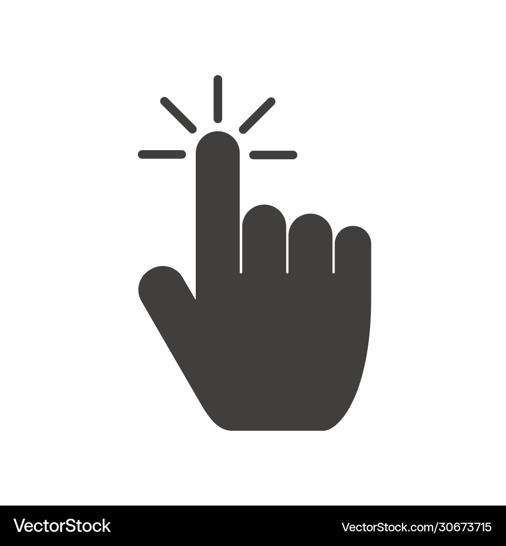 Clicking hand icon tap or press touch Royalty Free Vector